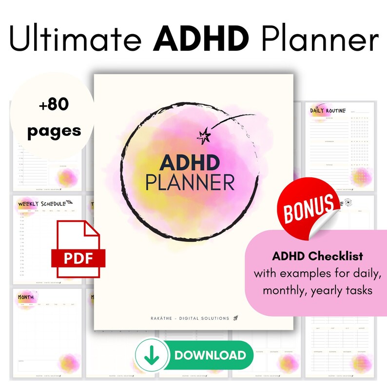 Printable ADHD Planner,ultimate ADHD Planner for Adults, Life Planner for ADHD, Printable Life ...