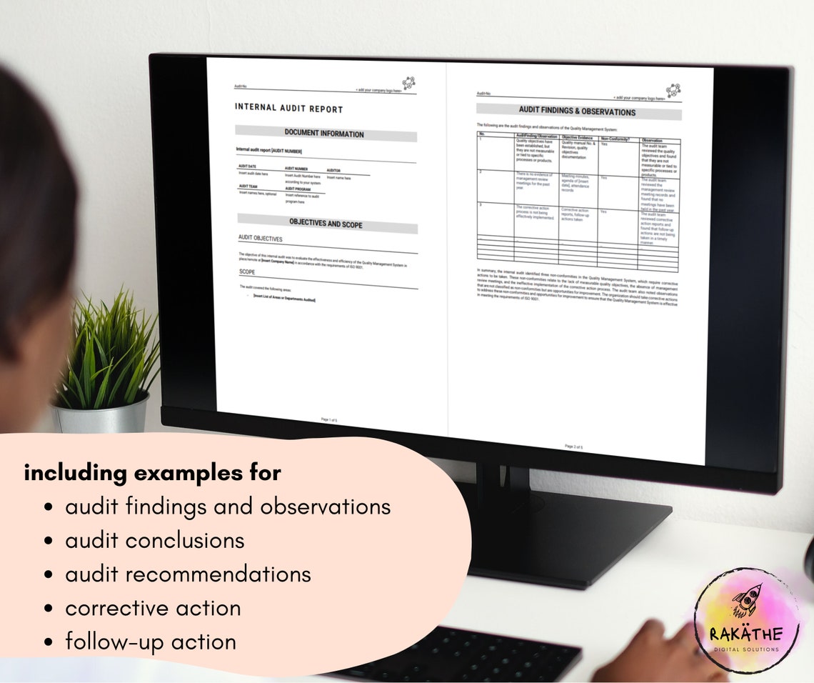 Internal Audit Report Template I ISO9001 I Quality Management System I ...