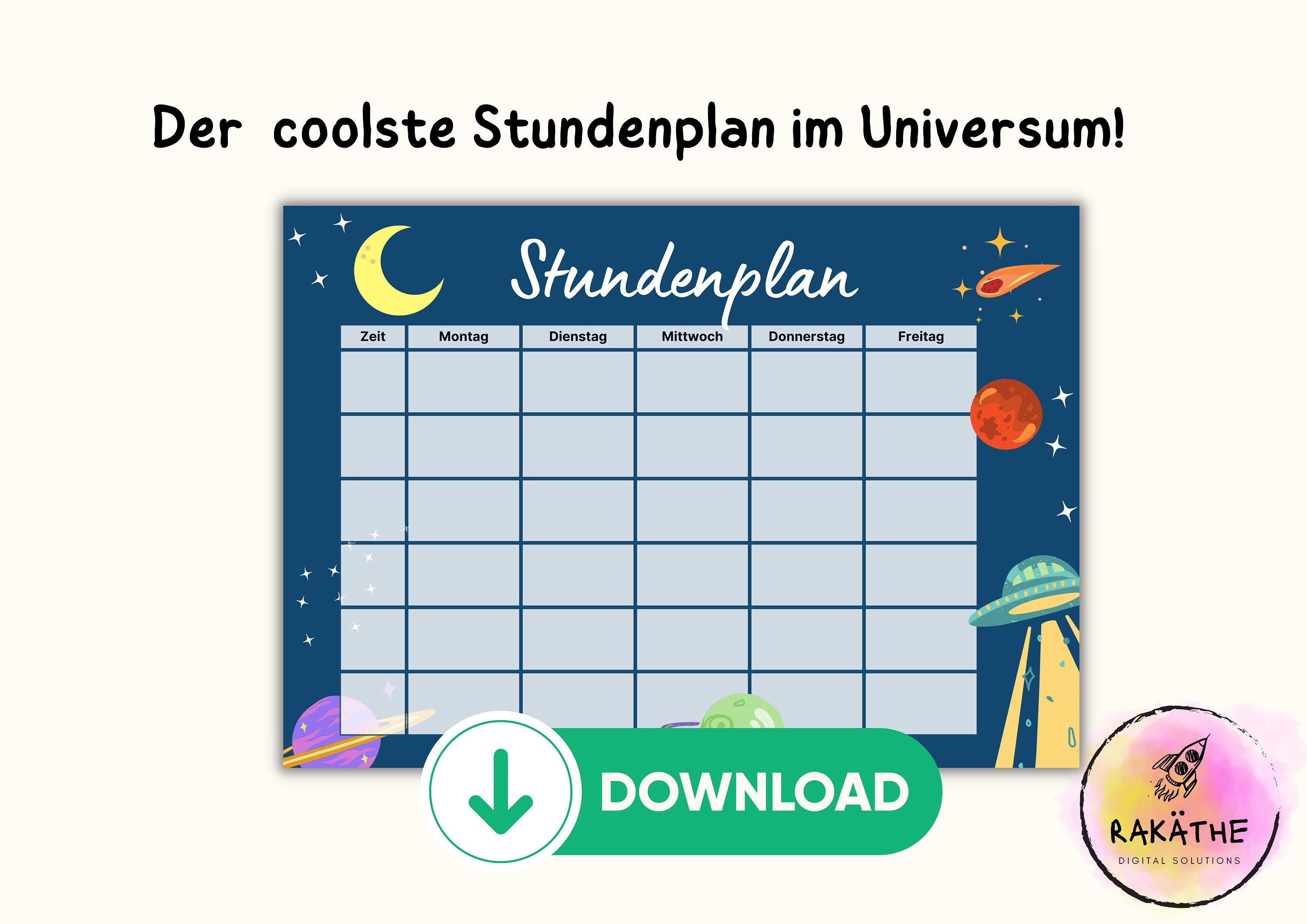 Stundenplan Zum Ausdrucken Im Weltraumdesign Für Kleine Astronauten Und Weltallfans! - Etsy