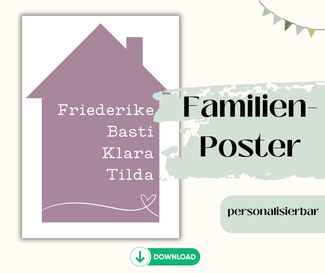 Personalisiertes Familienposter I Familienposter Mit Namen I ...