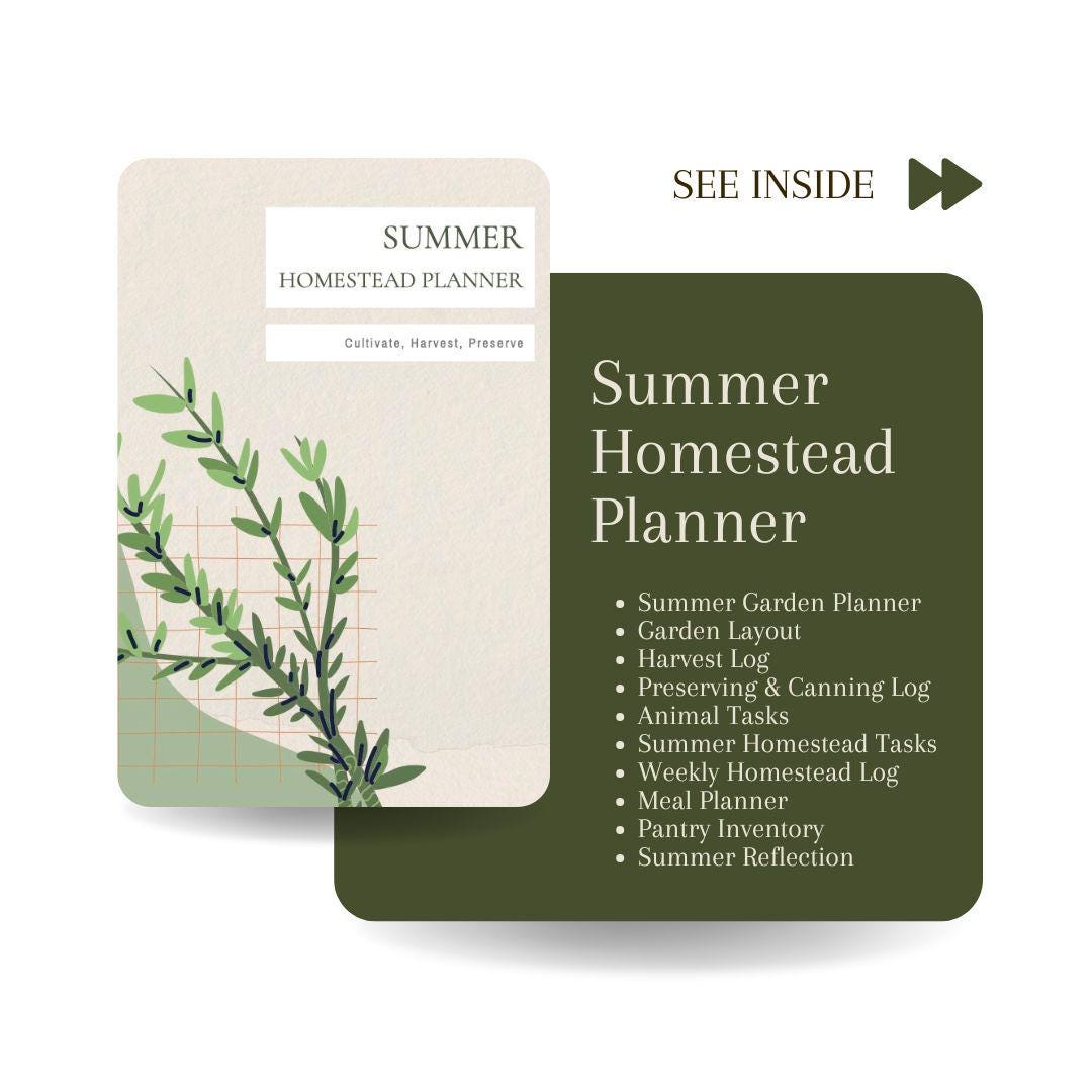Summer Homestead Planner Printable | Garden, Animal, Preserving & Meal ...