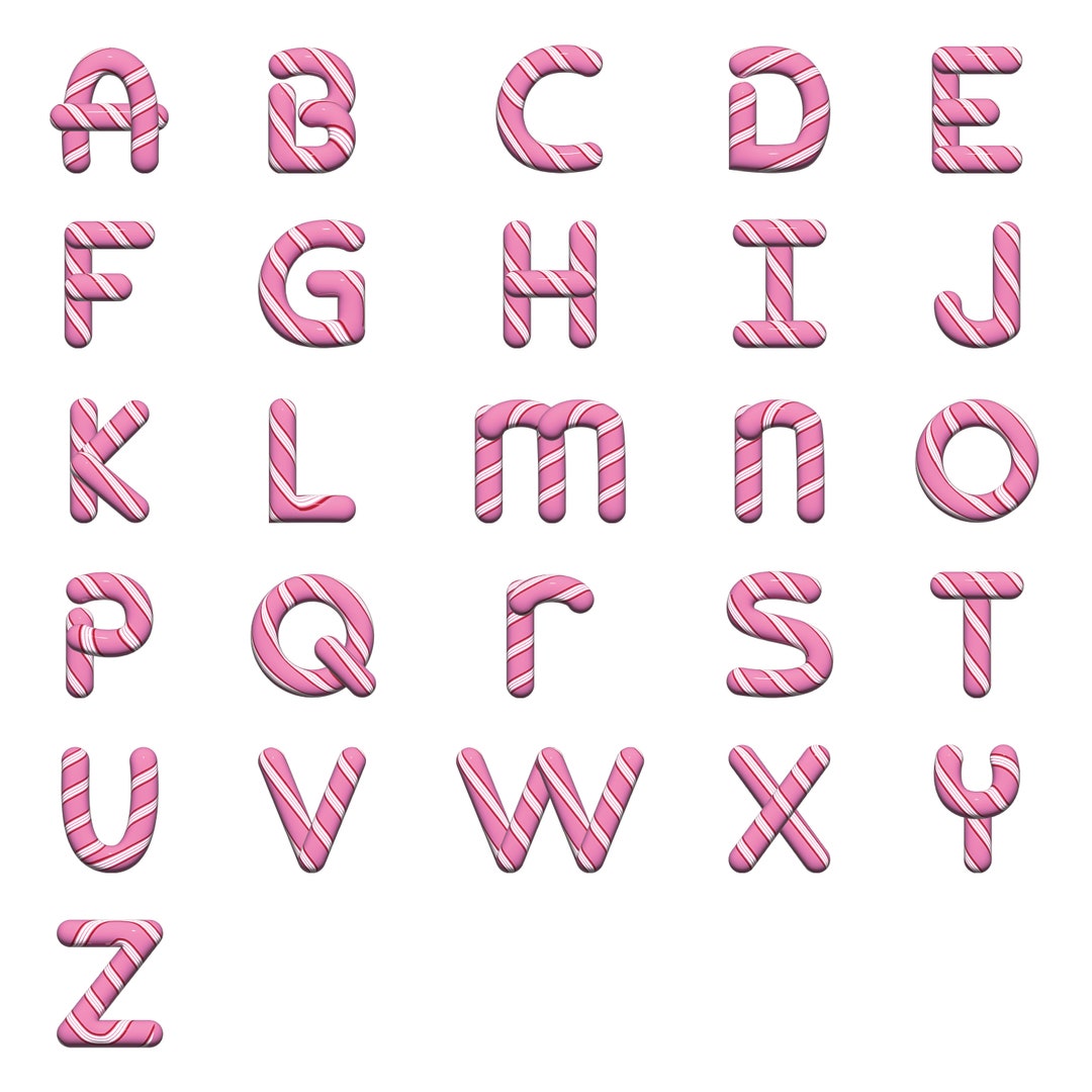 Candy Cane Letters A to Z PNG Files - Etsy