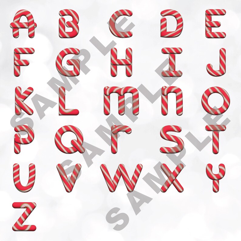 Candy Cane Font, Letters, Numbers, Special Characters (PNG Files) - Etsy