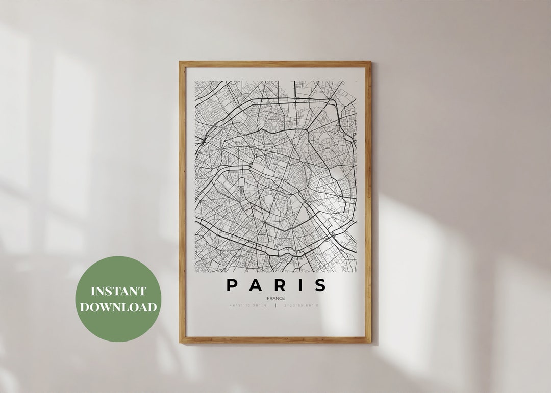 Paris Map Print | City Map Print | Paris Poster | City Map Wall Art ...