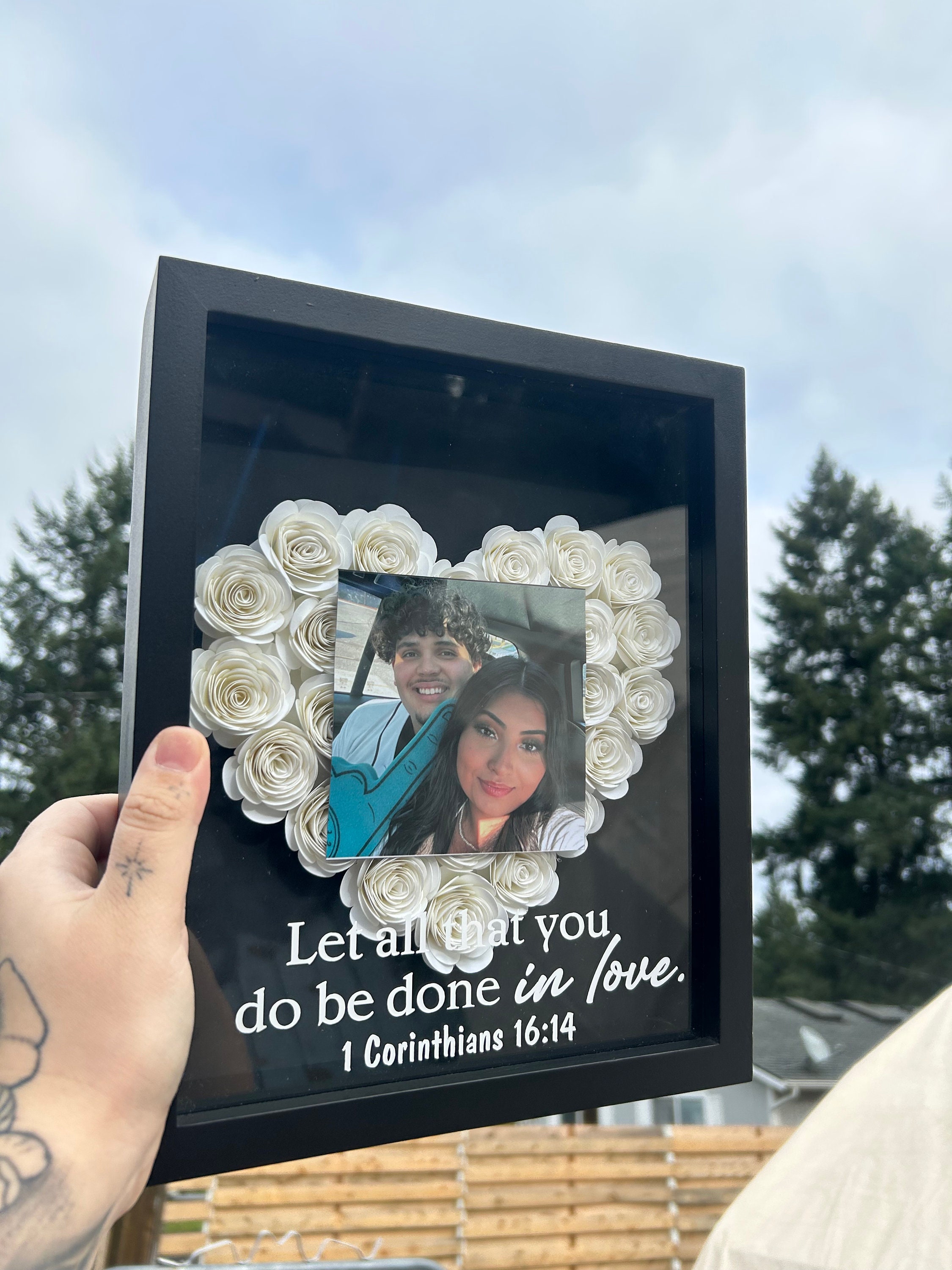 Love Shadow Box Heart Shaped Rose Shadowbox Shadowbox Paper Rose Custom ...