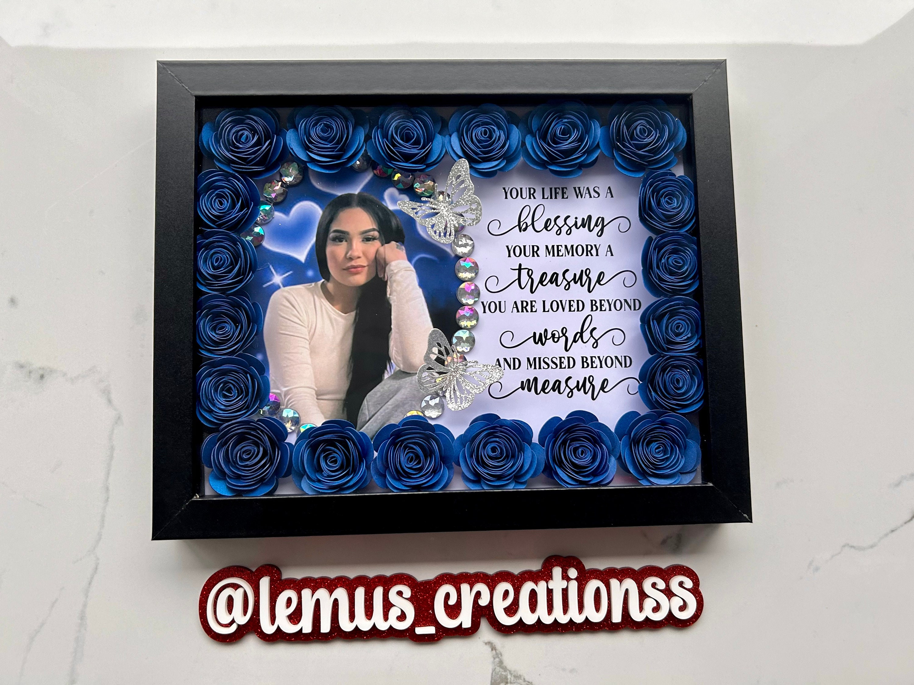 Memorial Shadow Box Rose Shadow Box Paper Roses Memorial of a Loved One ...