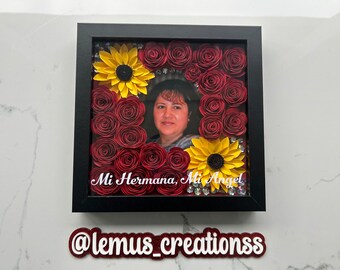 Memorial Shadow Box Rose Shadow Box Paper Roses Memorial of a Loved One ...