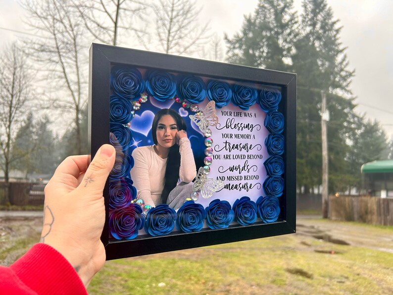 Memorial Shadow Box Rose Shadow Box Paper Roses Memorial of a Loved One ...