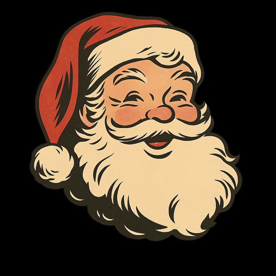 Vintage Retro Santa Claus PNG, Classic Christmas Clipart, Printable ...