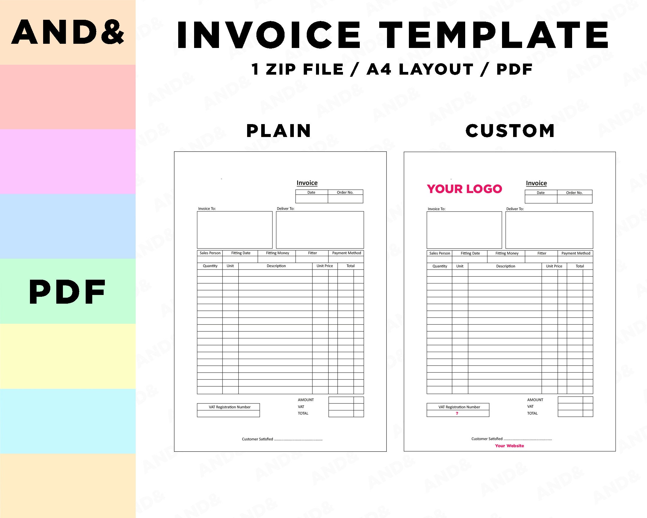 Invoice Template Invoice Pdf Printable Invoice File Vector File Invoice Digital Download Invoice ...