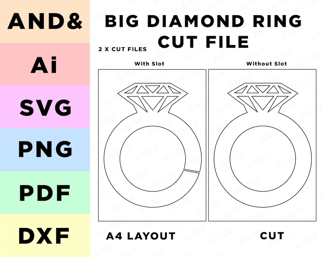 Big Diamond Ring Cut File Jewellery Cut Files Wedding Diy Line Art SVG ...