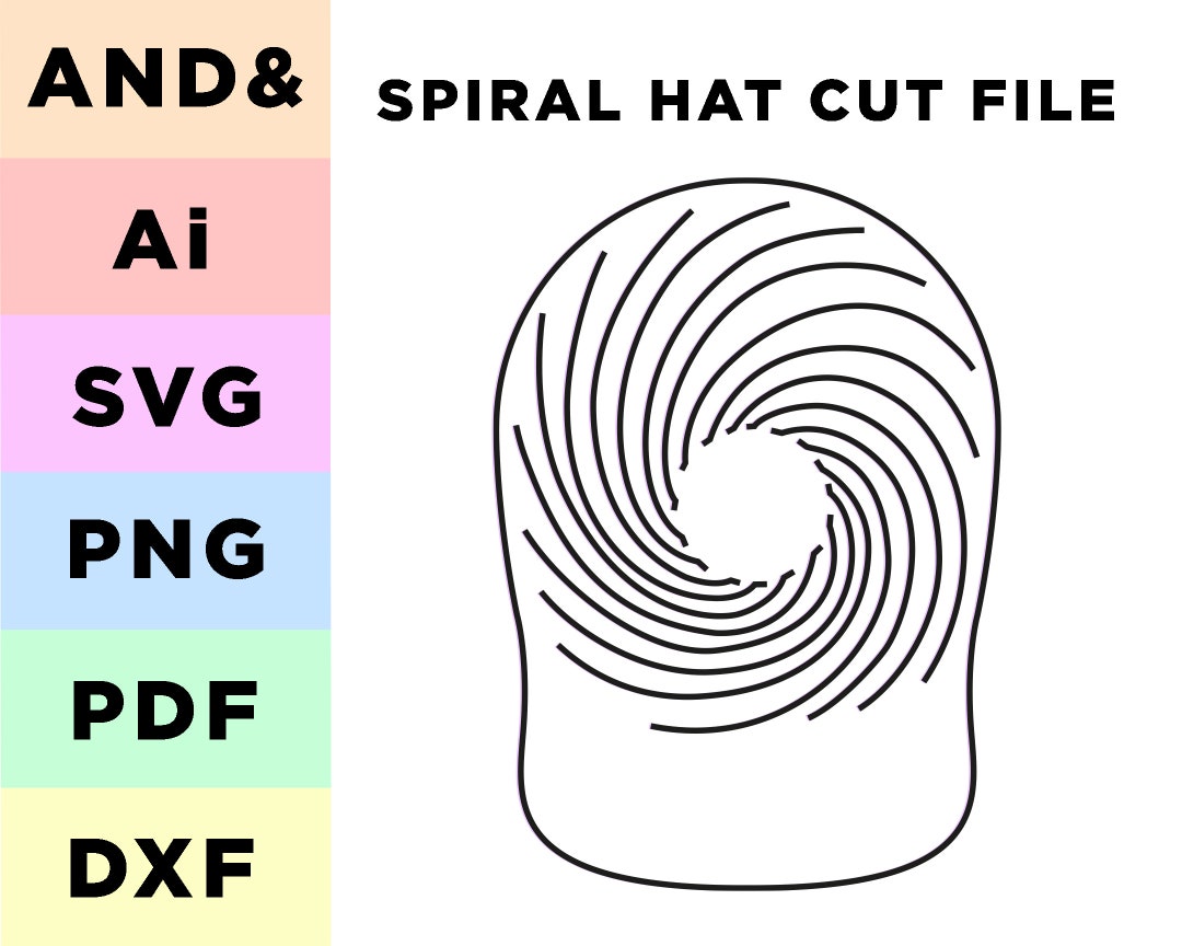 Spiral Hat Cut Files Line Art SVG Files Cut Files DXF Files Party Ideas ...