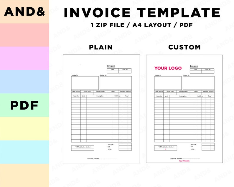 Invoice Template Invoice Pdf Printable Invoice File Vector File Invoice ...