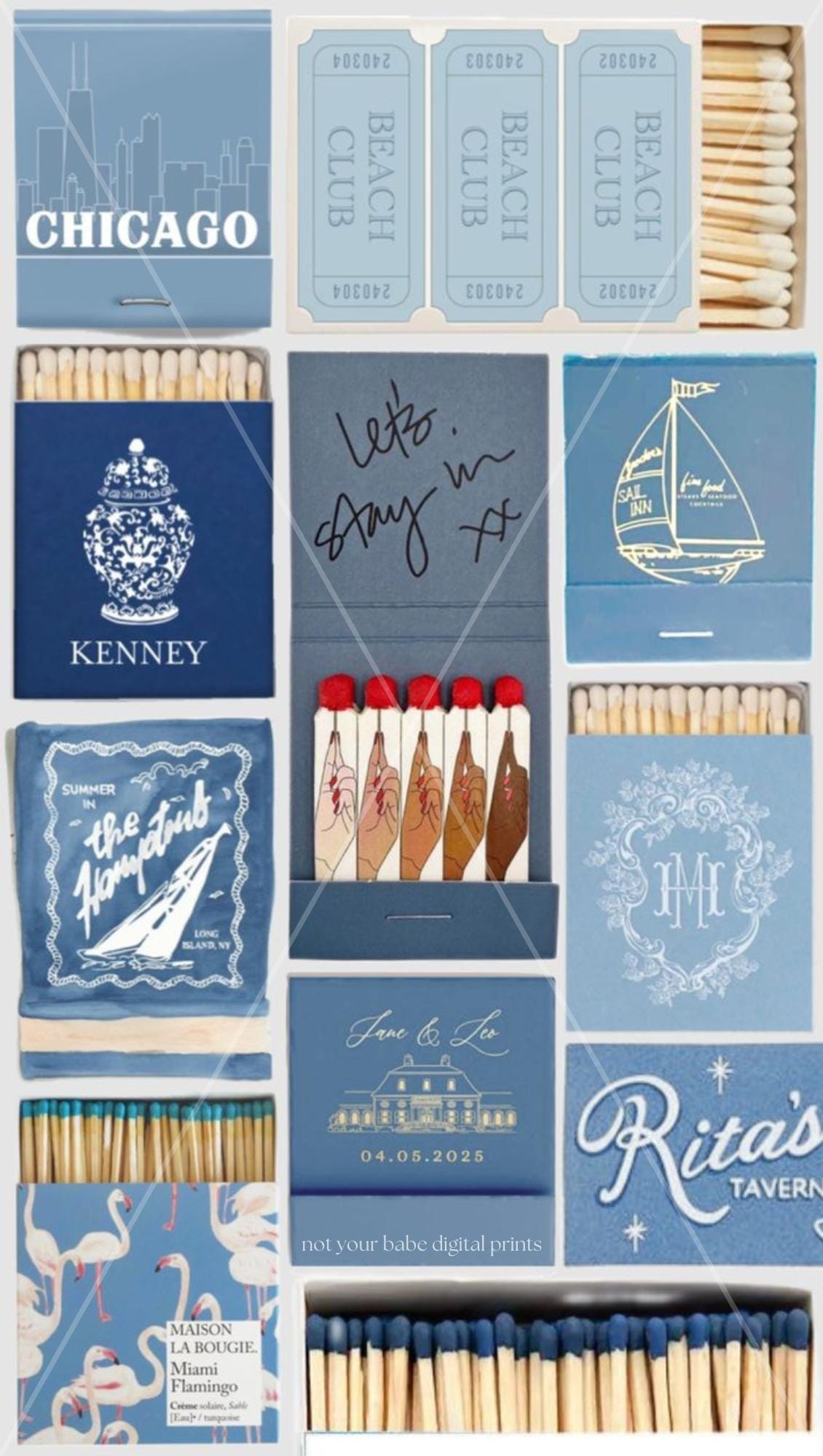 French Blue Matchbook Digital Art Print, Digital Download - Etsy