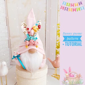 Easter Bunny Rabbit Gnome Sewing Pattern, DIY Spring Flower ...