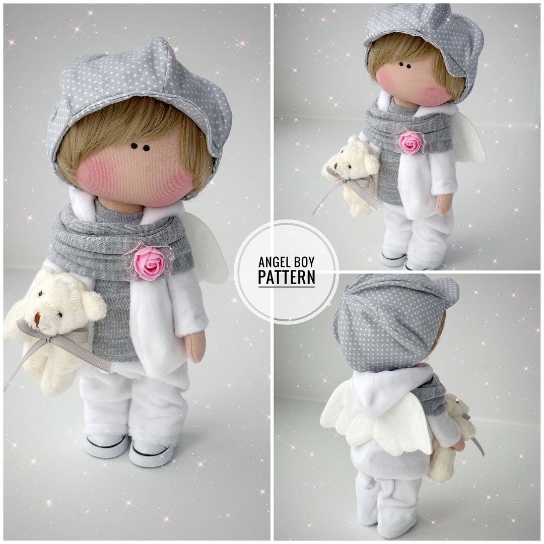 Rag Doll Pattern, DIY Doll Tutorial, Angel Boy Doll Sewing Pattern ...