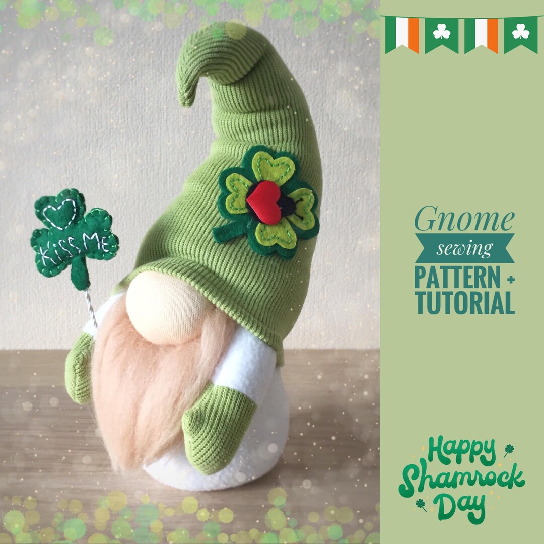 Leprechaun Spring Gnome Sewing Pattern PDF, DIY Irish Lucky Charm Gonk ...