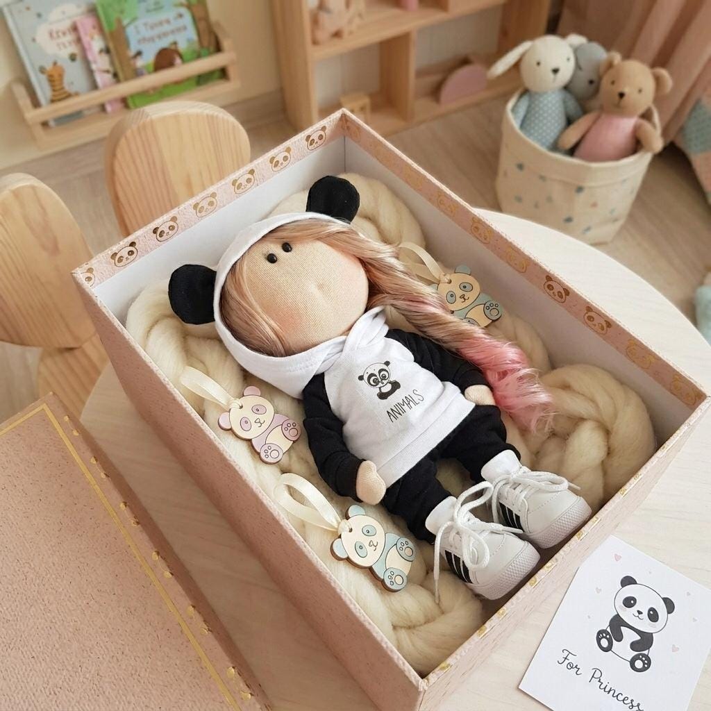 Panda Rag Doll Pattern PDF Tutorial Plush Toy DIY Nursery Decor Cloth ...