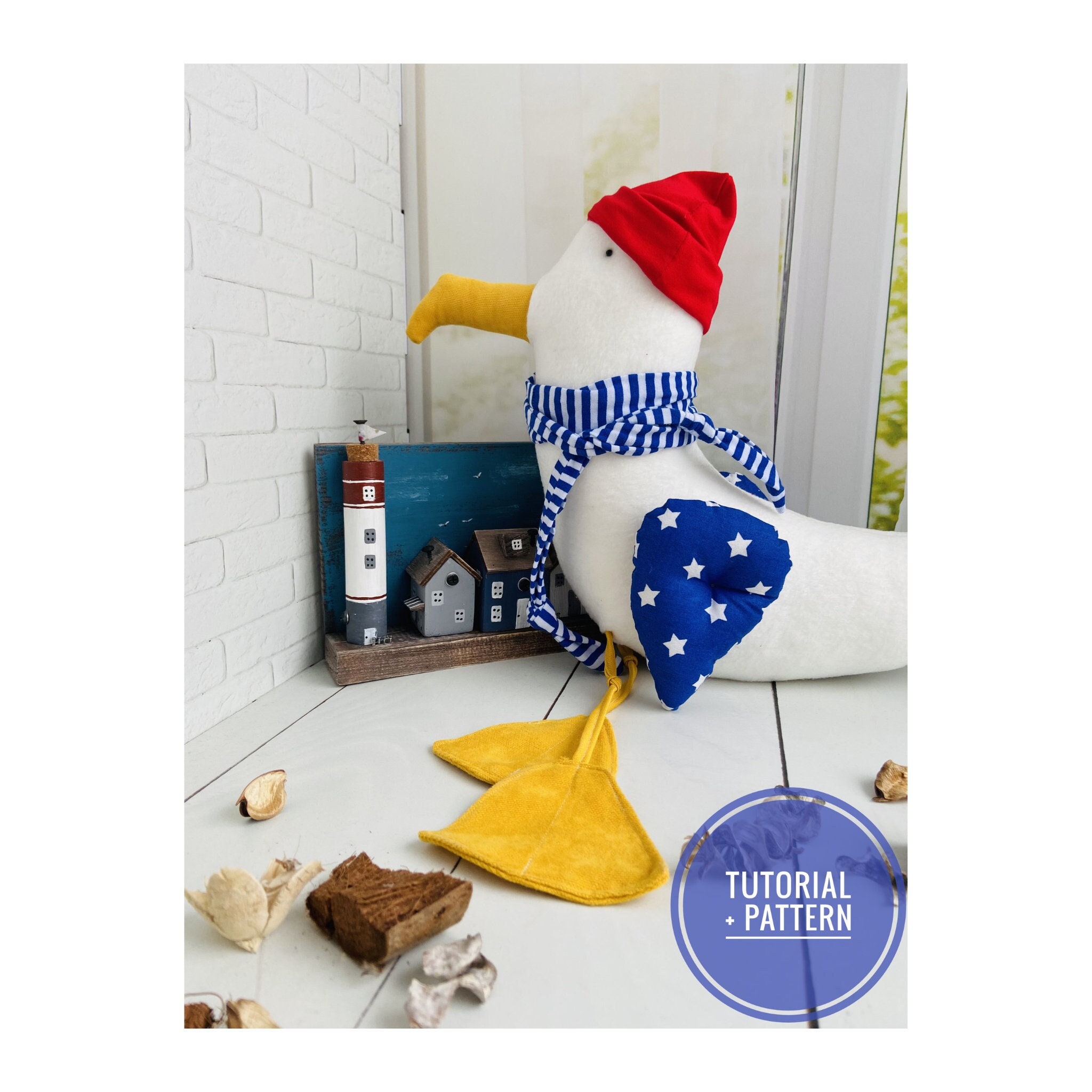 Seagull Sewing Pattern, Soft Toy Bird Pattern and Tutorial, DIY Sunny ...