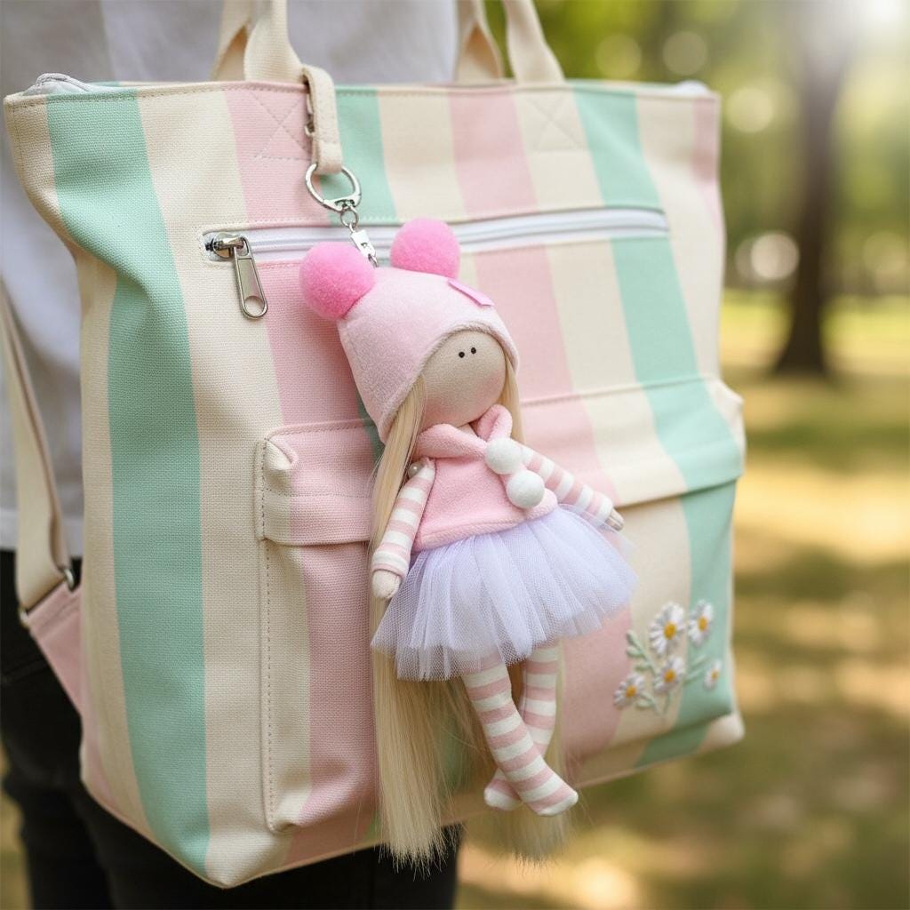 Doll Keychain Sewing Pattern DIY Bag Charm PDF Tutorial for Beginners ...