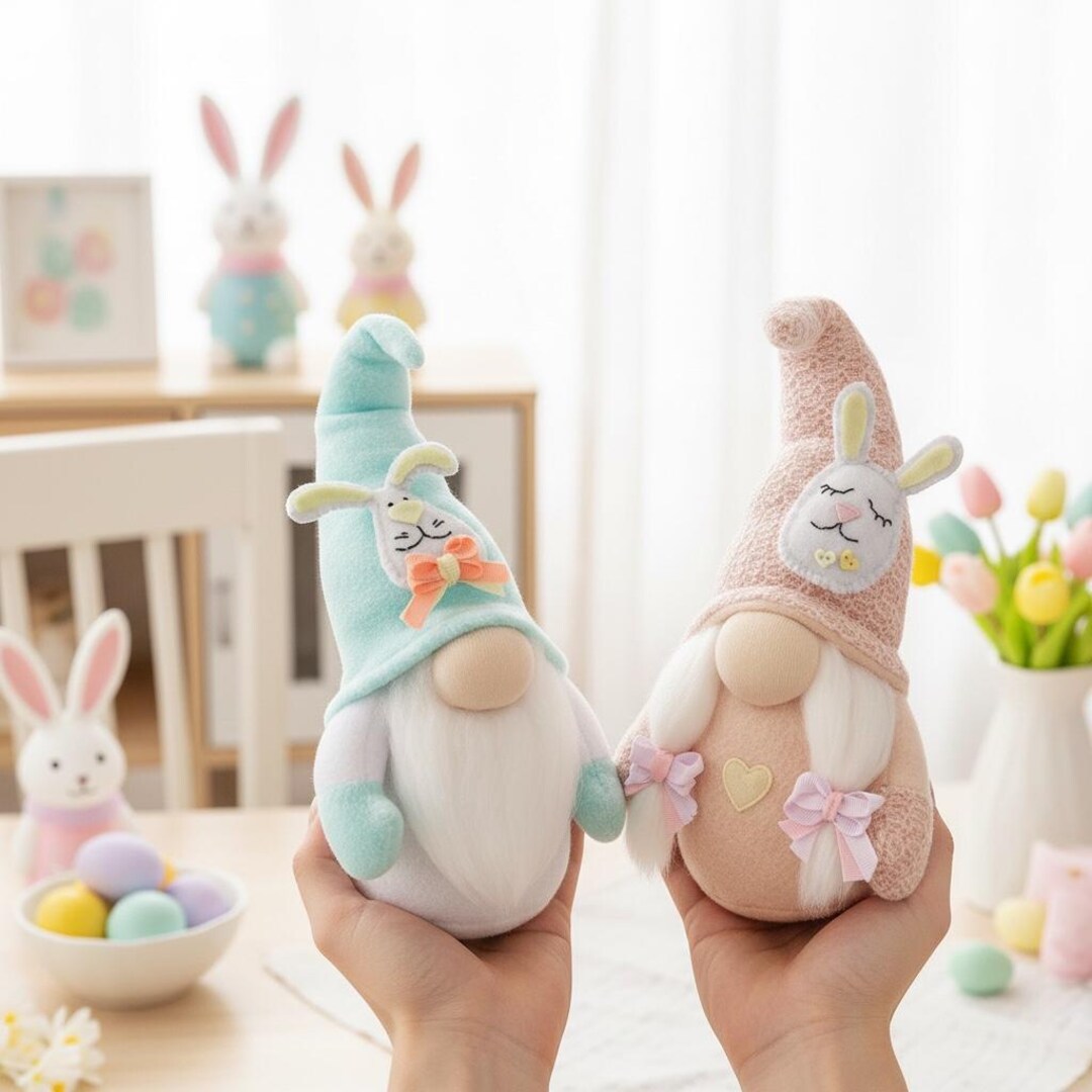 Easter Gnome Sewing Pattern Bunny Hat Plush Dwarf Tutorial DIY Spring ...