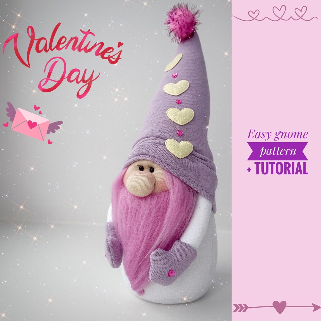 Low Sew Scandinavian Elf Gnome Pattern, DIY Valentine's Day Present ...