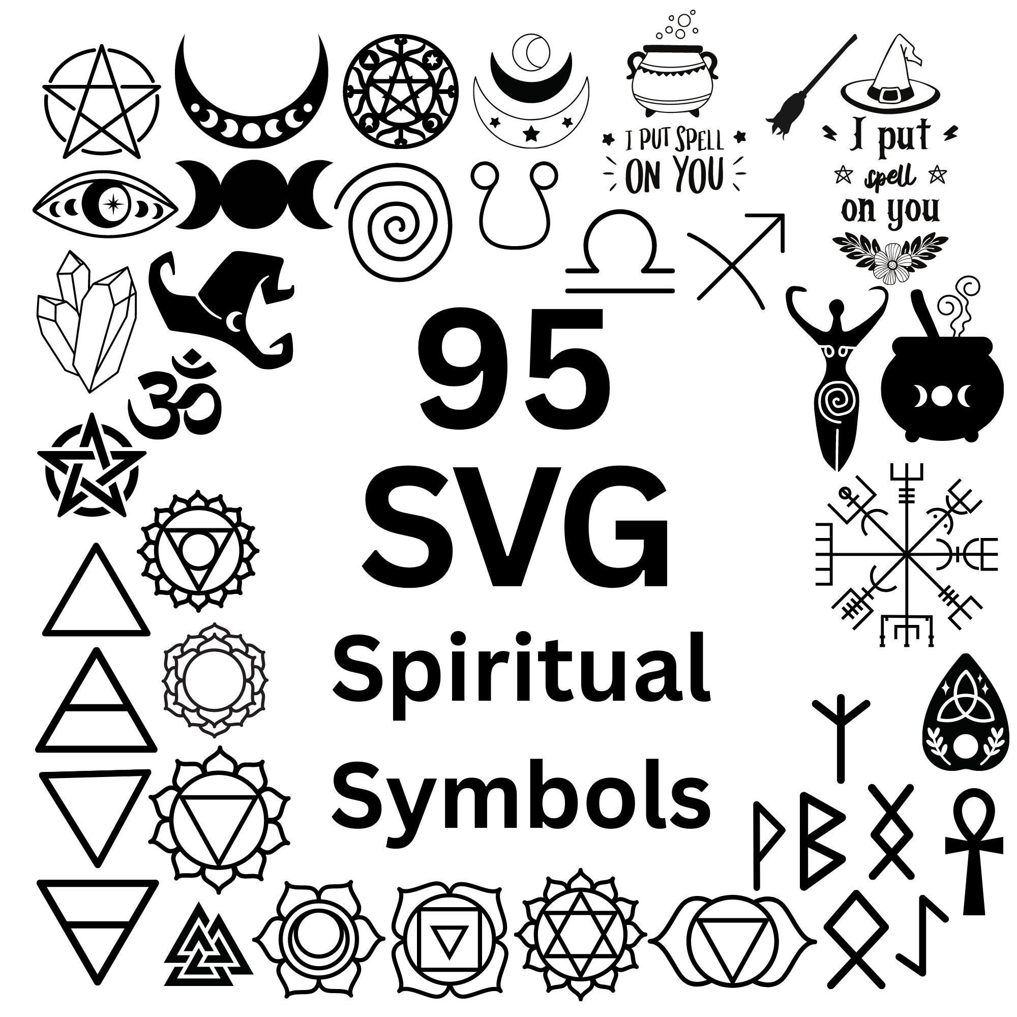 Spiritual SVG Symbols astrology Zodiac Runes Chakra Witchcraft Wicca - Etsy