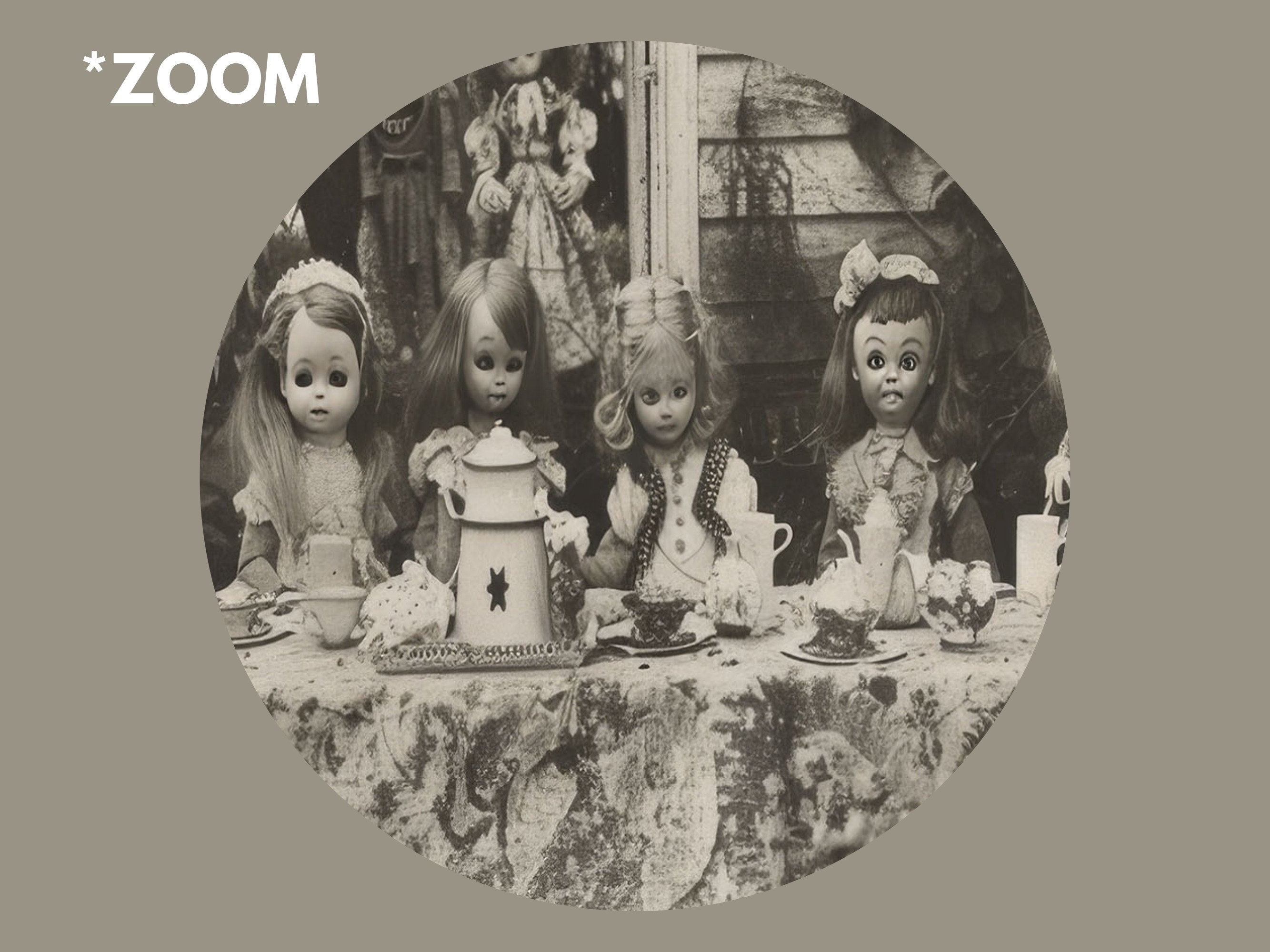Creepy Vintage Doll Tea Party Photo - Digital Download, Halloween Decor ...
