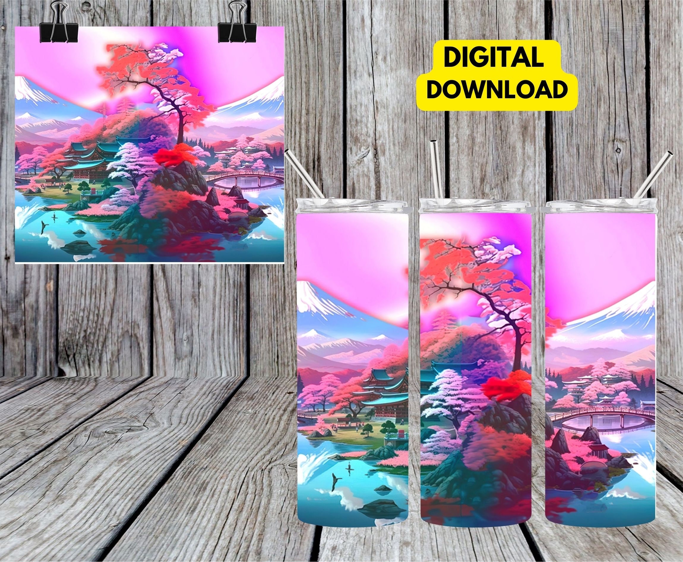 Ombre Japanese 30 Oz Tumbler Sublimation Design Wrap Dreamscape ...