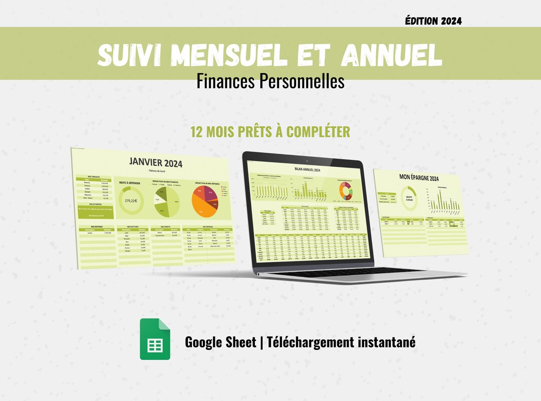 Monthly and Annual Follow-up, French Budget Planner, Monthly Financial ...