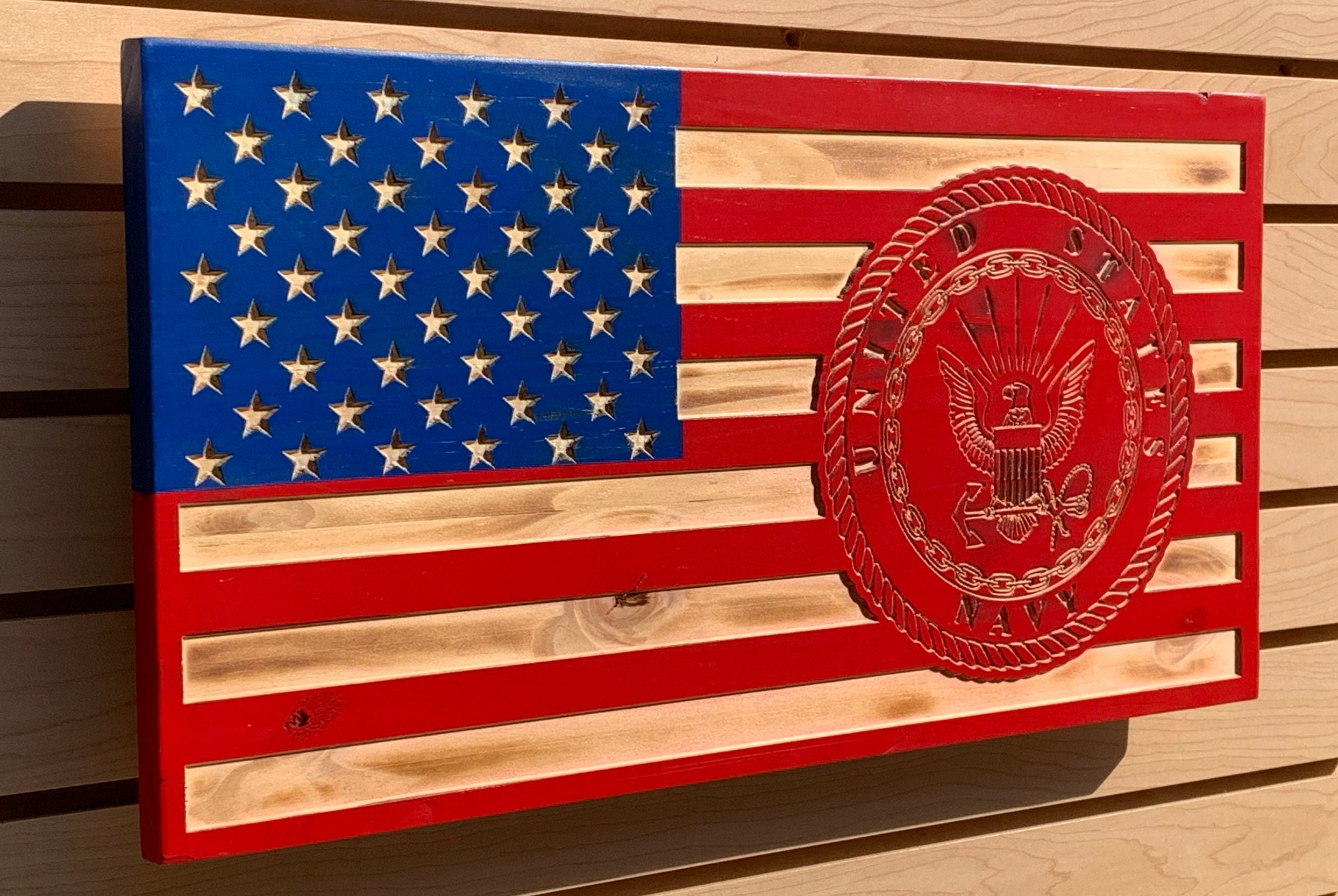 Wooden, United States ,navy Flag, Rustic Flag - Etsy