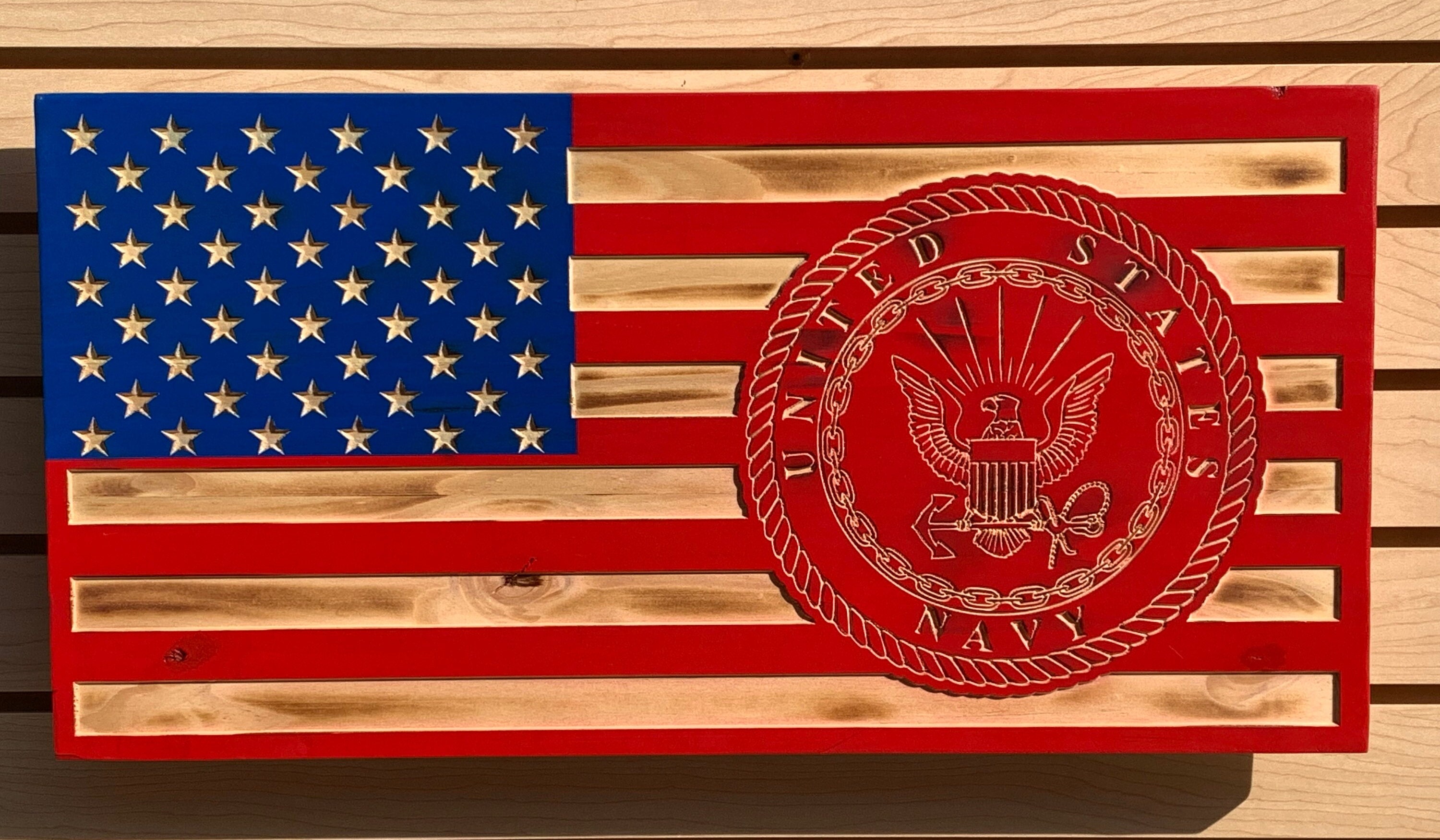 Wooden, United States ,navy Flag, Rustic Flag - Etsy