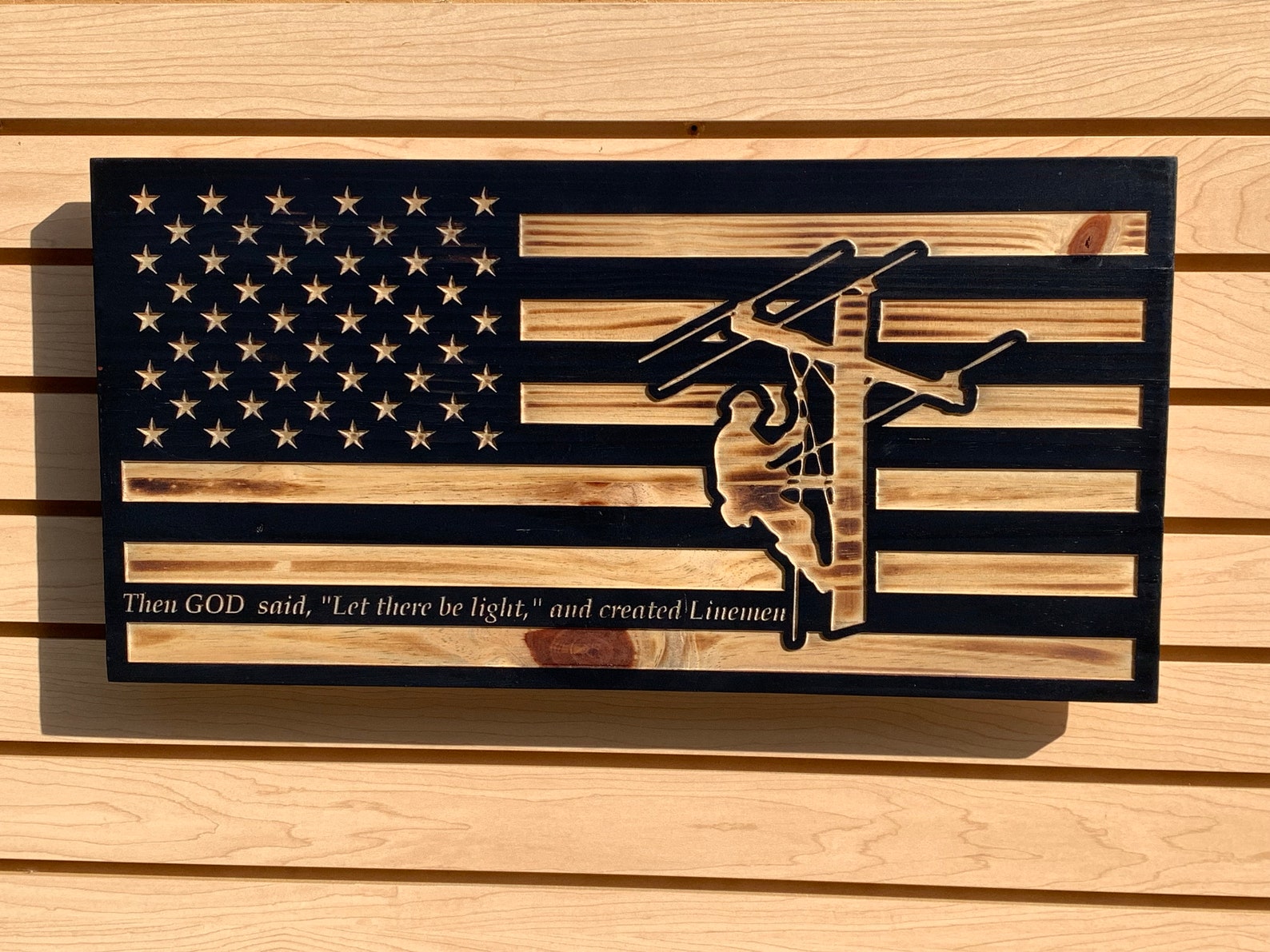 Wooden, United States, Lineman Flag, Rustic - Etsy