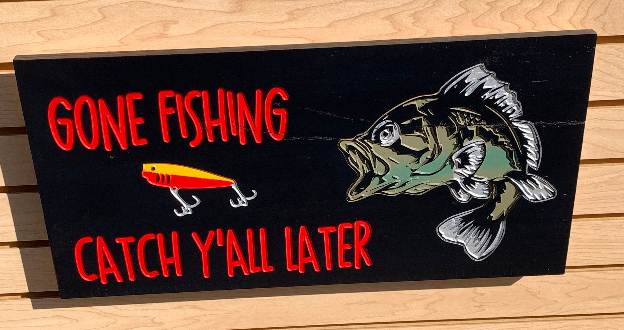 Gone Fishing Catch You Later Wooden Sign Fish on Fisherman Gifts - Etsy