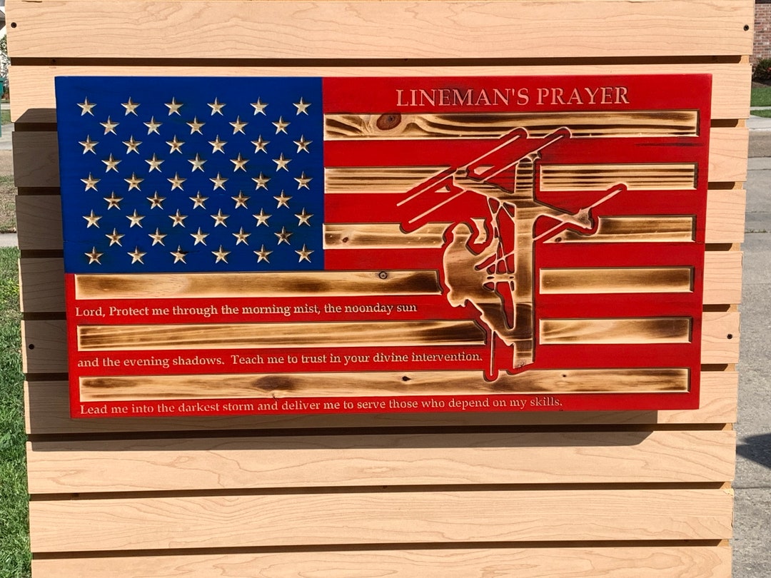 Wooden United States Lineman Prayer Flag Rustic Lineman Gift - Etsy