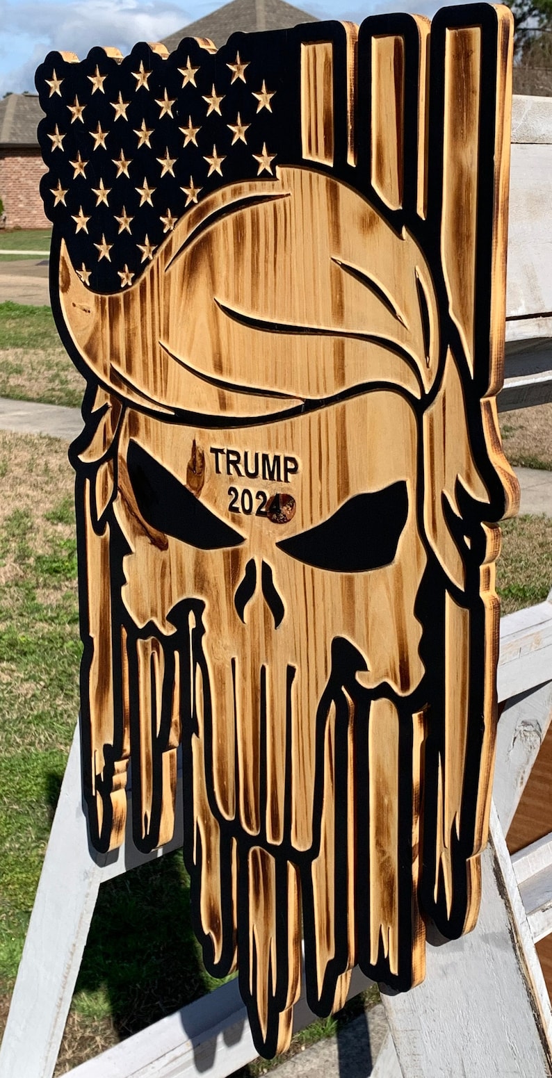 Trump 2024 Rustic Wooden Flag Punisher Wooden Sign - Etsy Canada