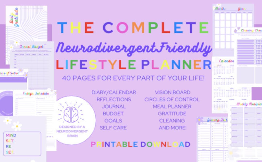 Mind.set Re.set Complete Neurodivergent Friendly Lifestyle Planner I ...