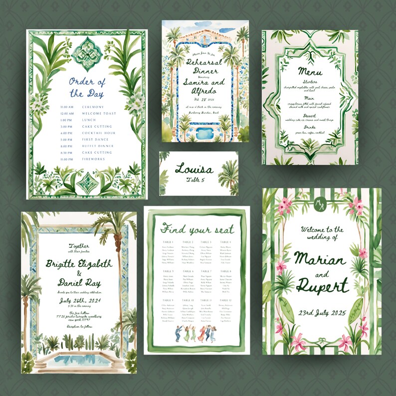 Hand Painted Custom Wedding Stationery Suite: Watercolour, Illustrated ...