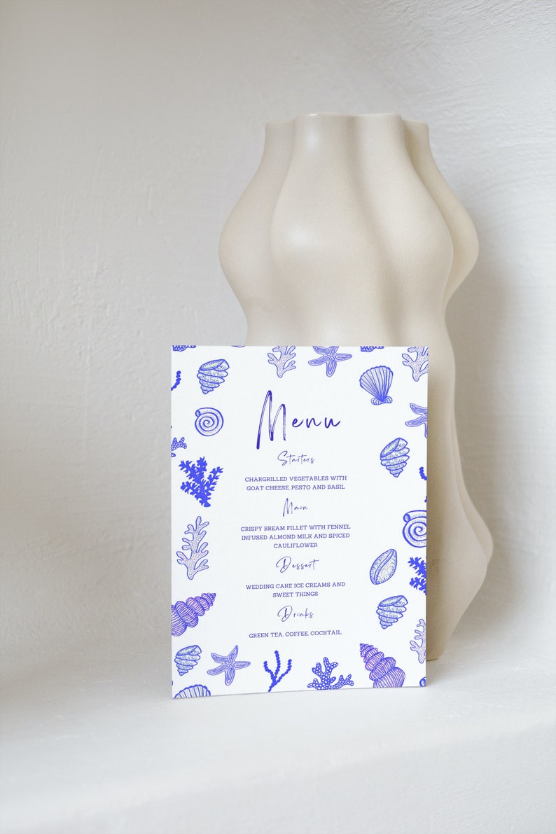 Editable Menu Template Printable & Digital Elegant Menu Design Wedding ...