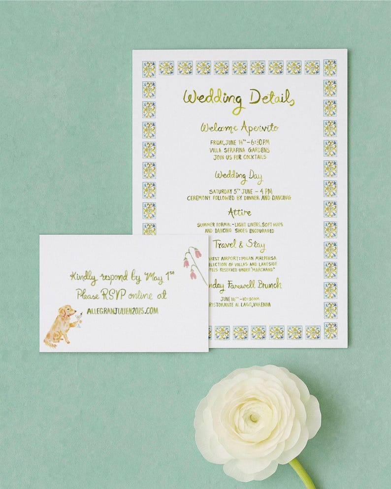 Custom Hand-painted Wedding Invitation Suite – Bespoke Illustrated ...