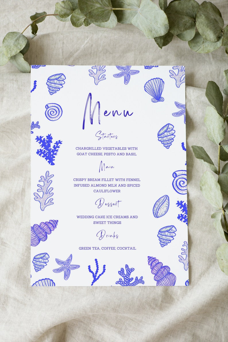Editable Menu Template Printable & Digital Elegant Menu Design Wedding ...