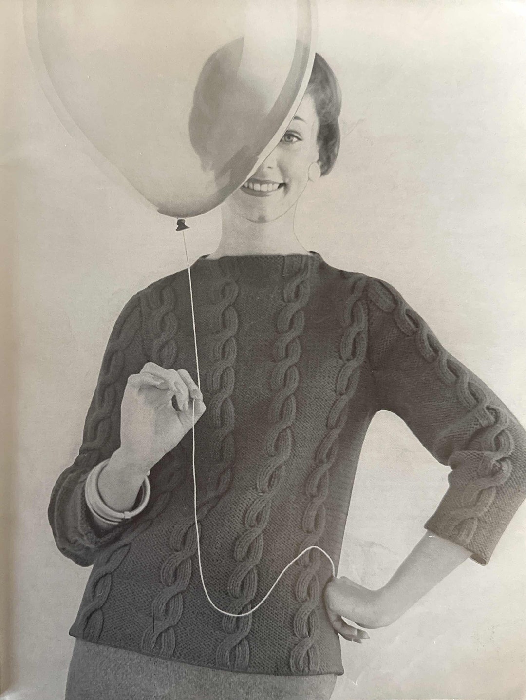 Cable Slipover Vintage Knitting Pattern - Etsy