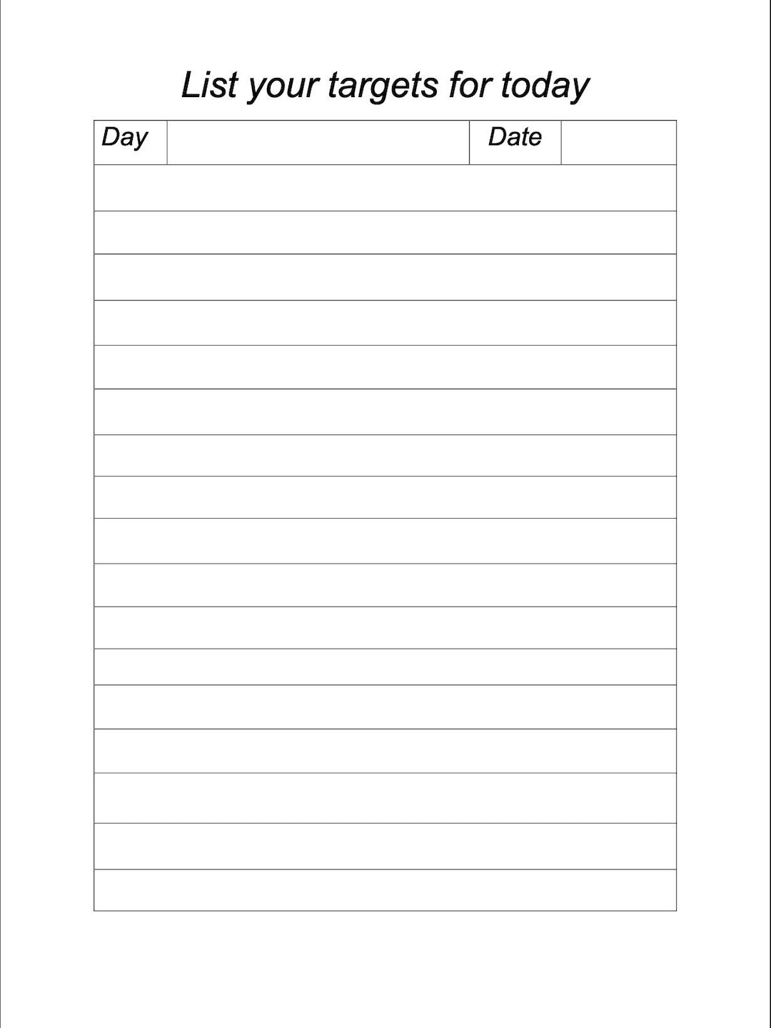 List Your Targets for Today - Etsy