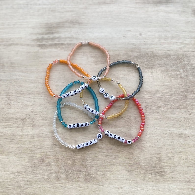 Custom Word Bracelet Personalized Word Bracelet Letter Bead Bracelet ...