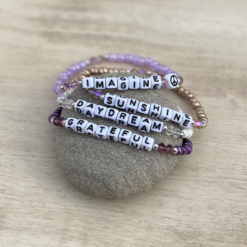 Custom Word Bracelet - Personalized Word Bracelet - Letter Bead ...