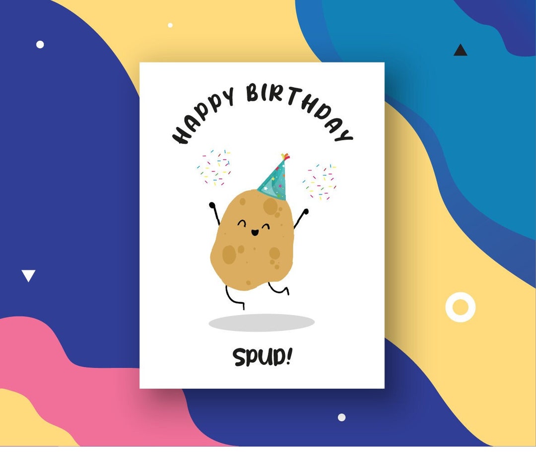 Handmade happy Birthday Spud Card Funny Potato-themed Birthday Card ...