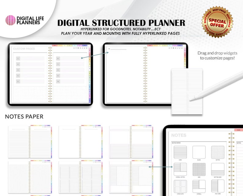 Landscape Rainbow Digital Planner, Goodnotes Planner, iPad Planner ...