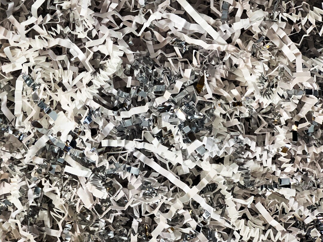 Crinkle Paper | Bulk Size | White and Silver Metallic Blend | 1 Lb and ...