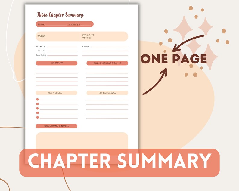 Bible Chapter Summary Template | Bible Study | Bible Template | Bible ...