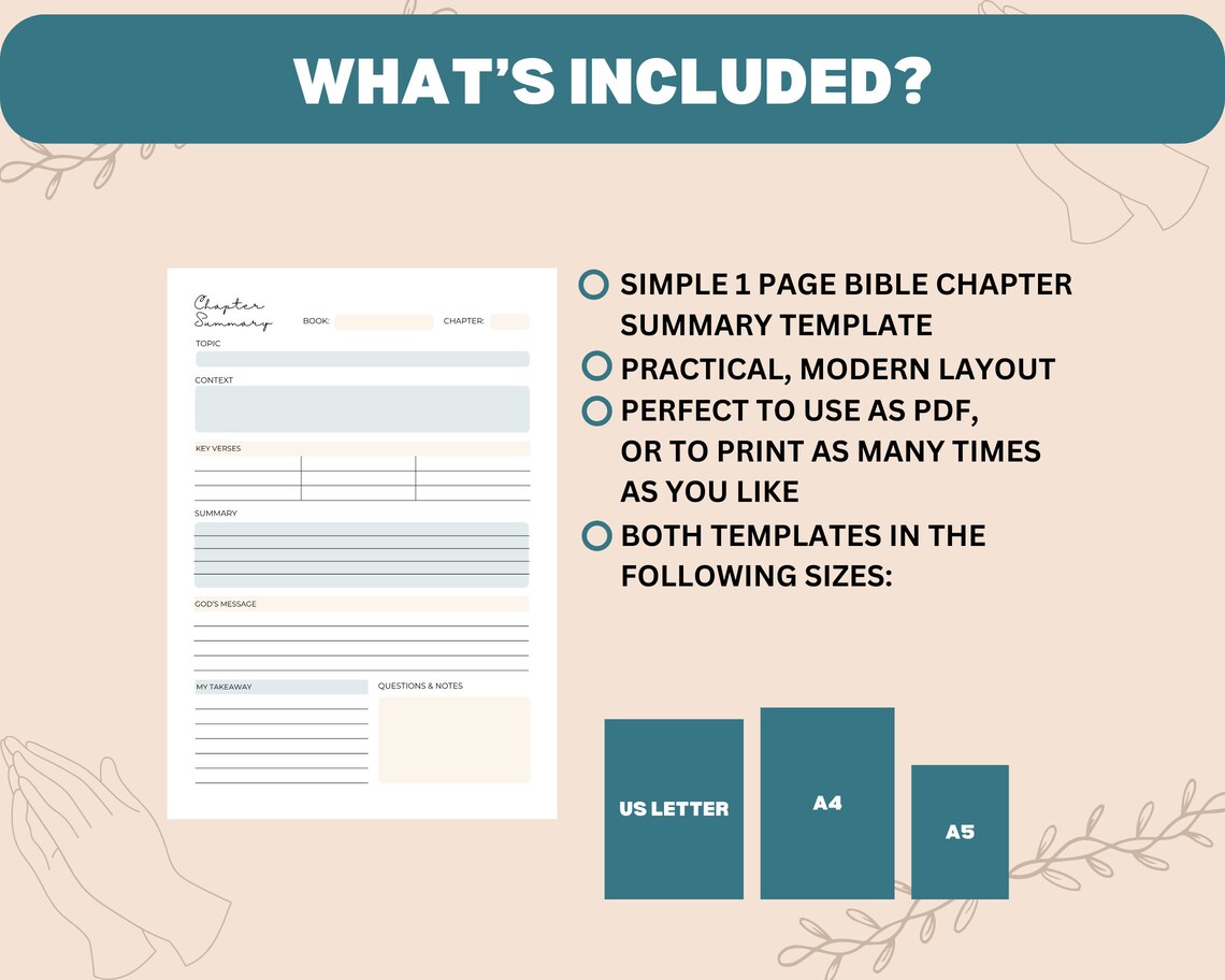 Bible Chapter Summary Template | Bible Study | Bible Template | Bible ...